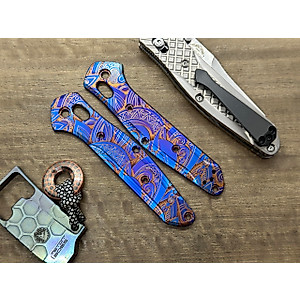 Flamed SUNRISE heat ano engraved Titanium Scales for Benchmade 940 Osborne