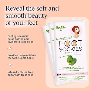 SpaLife Invigorating Spearmint & Tea Tree Oil Foot Sockies (3 Ct)
