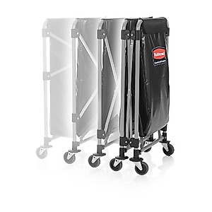 Rubbermaid Commercial Products, Collapsible X Cart Laundy Cart, College Move-In, Transport Supplies and Groceries, Steel, 8 Bushel (300 L) Cart, 36" L x 7" W x 34" H, Black