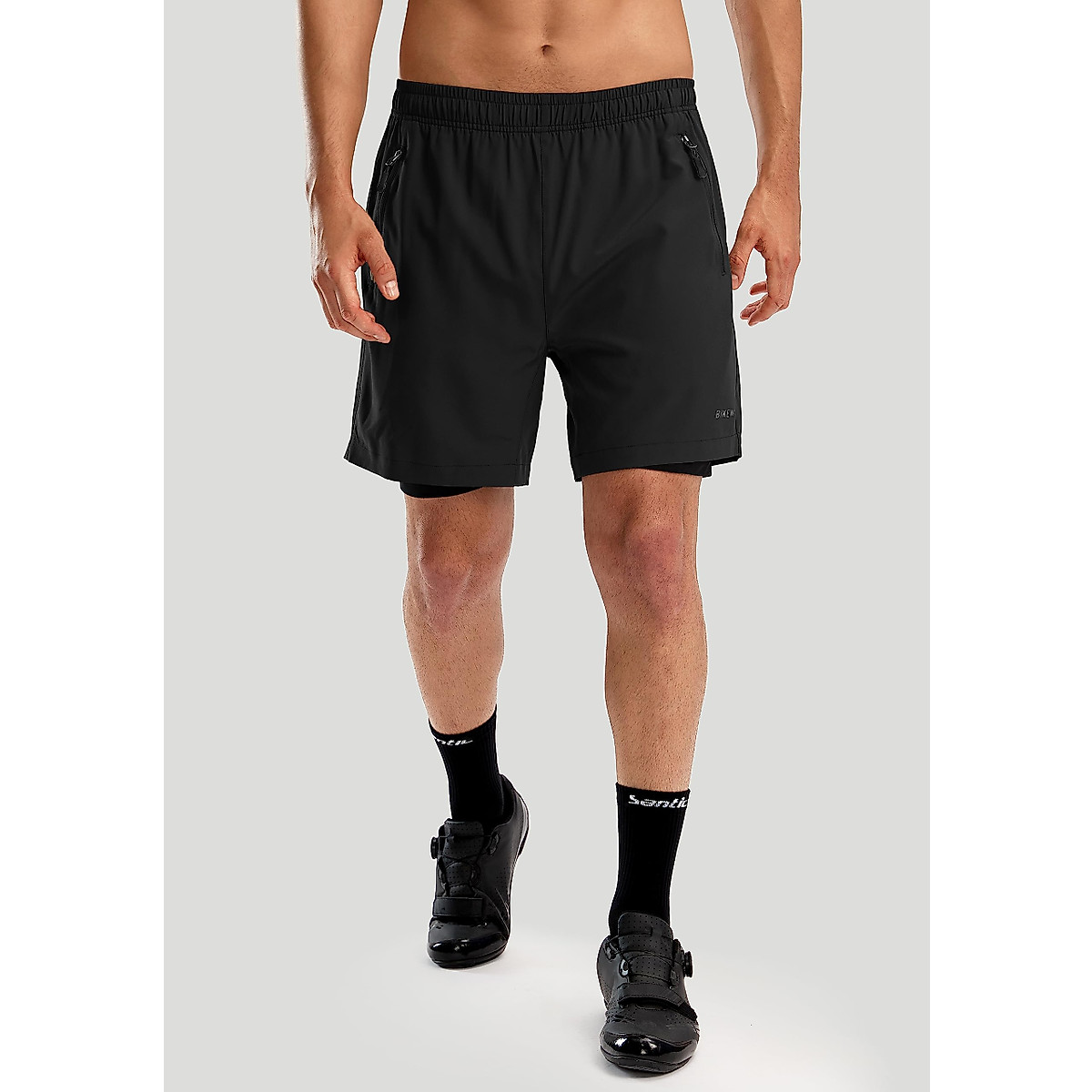 Men's Mountain Bike Shorts 3D Padded Loose-fit Biking Riding Cycling Bicycle Biker Cycle Padding Shorts for Men Zipper Pockets(Black,S)