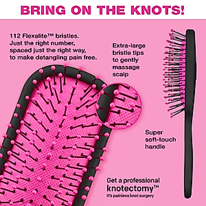 The Knot Dr. for Conair Mini Hair Brush, Wet and Dry Detangler, Removes Knots and Tangles, For All Hair Types, Pink