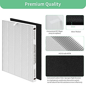 SAKEGDY 5 Packs C545 True HEPA Replacement Filter Set, Compatible with Winix C545 Purifier, Winix Filter S, Part# 1712-0096-00, 5 True HEPA + 5 Carbon Pre-filters