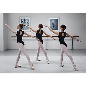 BAKPH Women's Turtleneck Dance Ballet Leotard With Durable Lace,Water-drop Hollow Back(W7030-06-S)