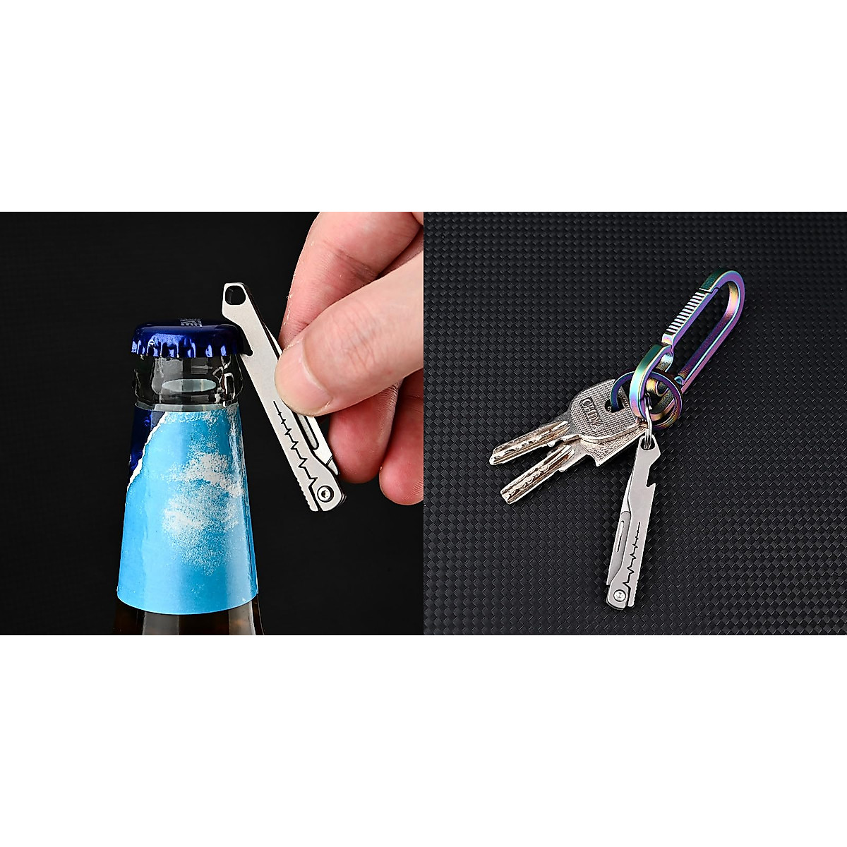 SZHOWORLD Titanium Alloy Keychain Utility Knife, Small Folding Pocket Knife for Women Men with Extra 10PCS #11 Blades