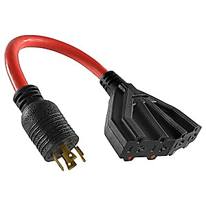Conntek 1.5-Feet, 20-Amp L14-20P 125/250-Volt to (4) 15/20-Amp Female Connector, 4 Prong Generator Locking Extension Cord