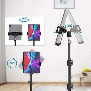 Smatree iPad Tripod Stand Floor Stand, Height Adjustable Foldable Tripod Stand for Cell Phone/Tablet/Camera/Logitech Webcam, Compatible with iPhone/iPad Pro/Mini/Air, Height Adjustable 27.5-82.6 Inch