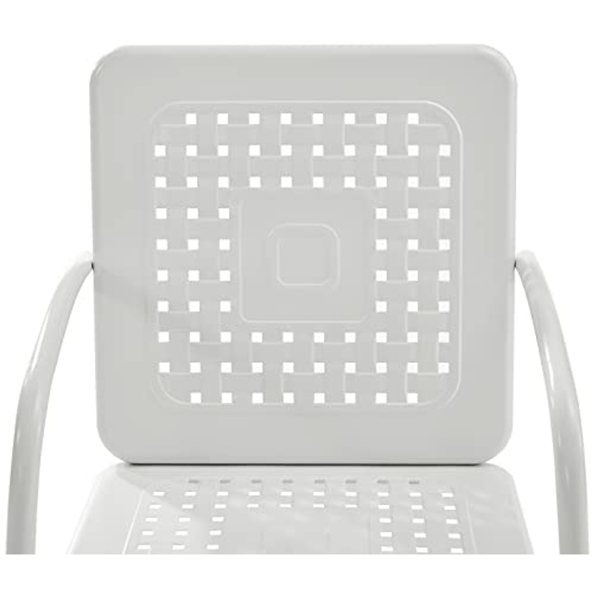 Crosley Furniture KO10019WH Bates 3-Piece Retro Metal Outdoor Seating Set with Side Table and 2 Chairs, White Gloss and White Satin