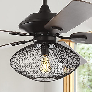 JONATHAN Y JYL9605A Clift 52" 1-Light Mid-Century LED Ceiling Fan with Remote, Transitional, Glam, Classic, Modern, Contemporary, Living Room, Family Room, Dining Room, Bedroom, Oil Rubbed Bronze