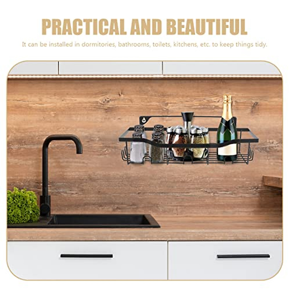 Zerodeko 5pcs Wall Mounted Wire Rack Produce Baskets with Hooks Soap Dish Kitchen Spices Rack Bathroom Organizer Shower Caddy Home Storage Accessories for Bathroom Kitchen Sink