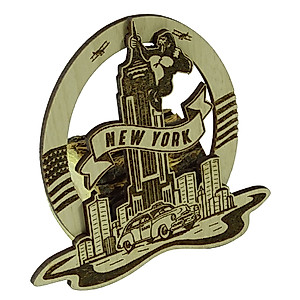 Wood Engraved New York King Kong Fridge Magnet Souvenir Gift