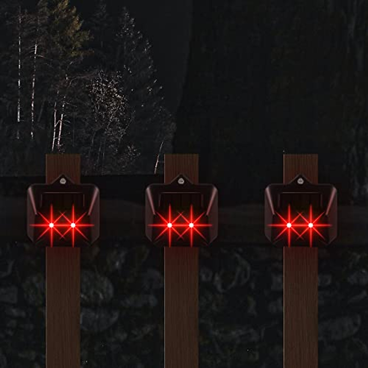 4 Pcs Solar Animal Repeller Predator Lights Deterrent for Coyote Fox Skunk Raccoon Rabbit Cat Dog Deer Repellent Devices Outdoor for Chicken Coop Yard Farm Garden, IP44 Waterproof