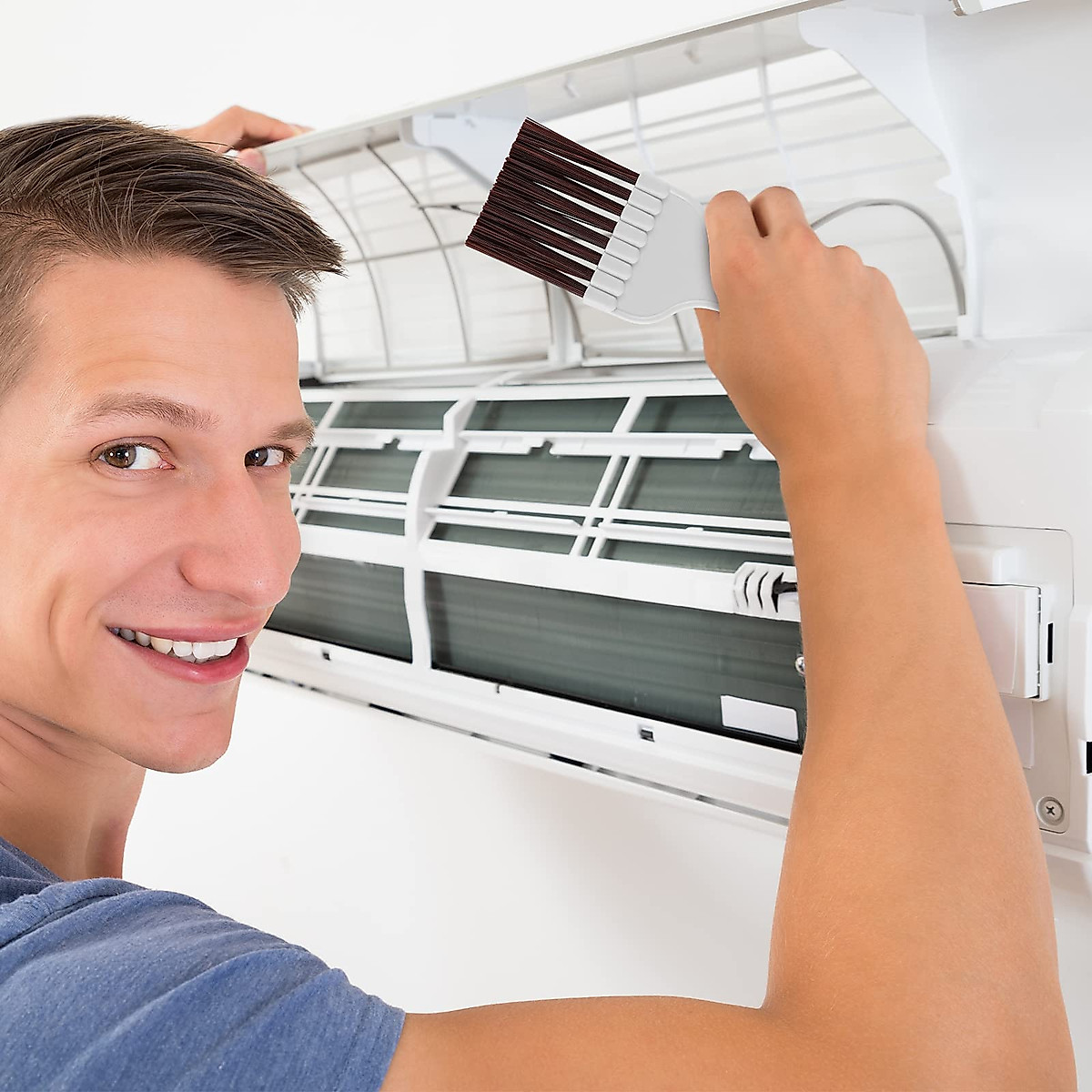 KINMAD 4 Pieces Air Conditioner Condenser Fin Cleaning Brush Coil Condenser Fin Straightener Comb Stainless Steel Air Refrigerator Fin Cleaner Whisk Brush