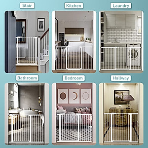 Extra Tall Baby Gate Stand 38" Tall - 59.84"-62.60" Wide Long Walk Through Pet Gate for kids or Large Pets - Metal Pressure Mounted Safety Gate