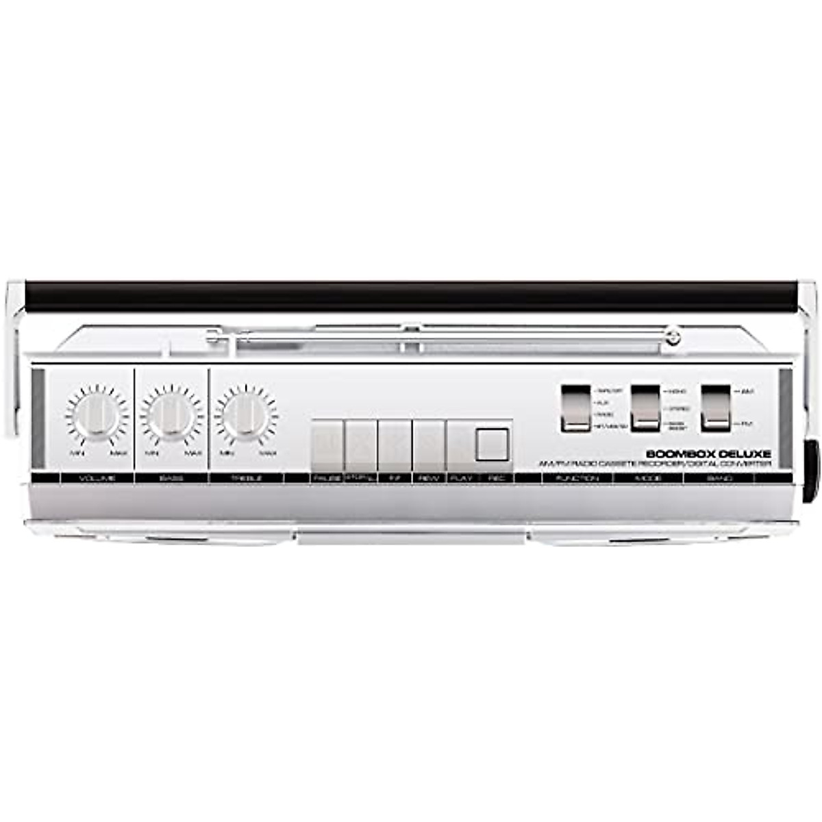 ION Audio Boombox Deluxe Stereo with Bluetooth AM/FM Radio Cassette Dual Speakers Full-Range Bass & Mic (Renewed)