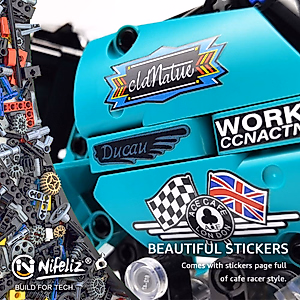 Nifeliz Cafe Racer Motorcycle Building Kit (431 Pieces)