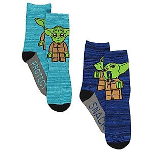 LEGO Star Wars Baby Yoda Kids Toddler 6 pack Crew Socks Set (Small (4-6), Multi)