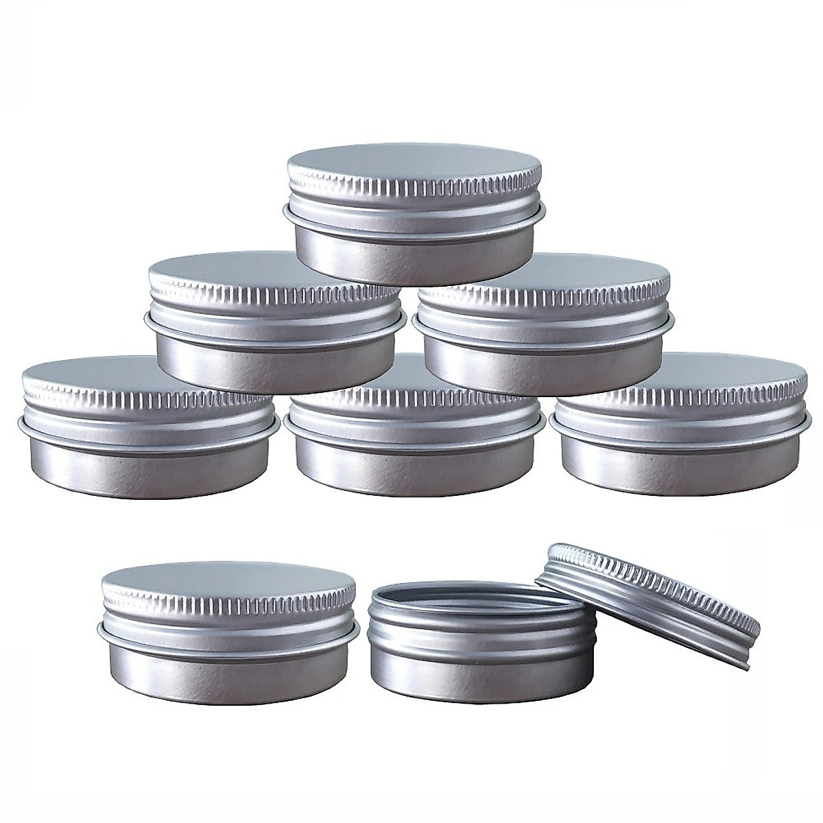 24 Pack (1 Oz/30ml) Screw Top Round Aluminum Tin Cans, Metal Tin Storage Jar Containers with Screw Cap for Lip Balm, Cosmetic, Candles, Salve, Make Up, Eye Shadow, Powder, Tea