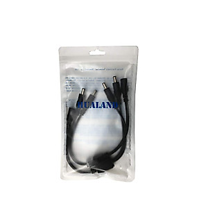 HUALAND 2 Pack Black 1 Female to 2 Male 5.5mm X 2.1mm CCTV DC Power Supply Splitter Cable