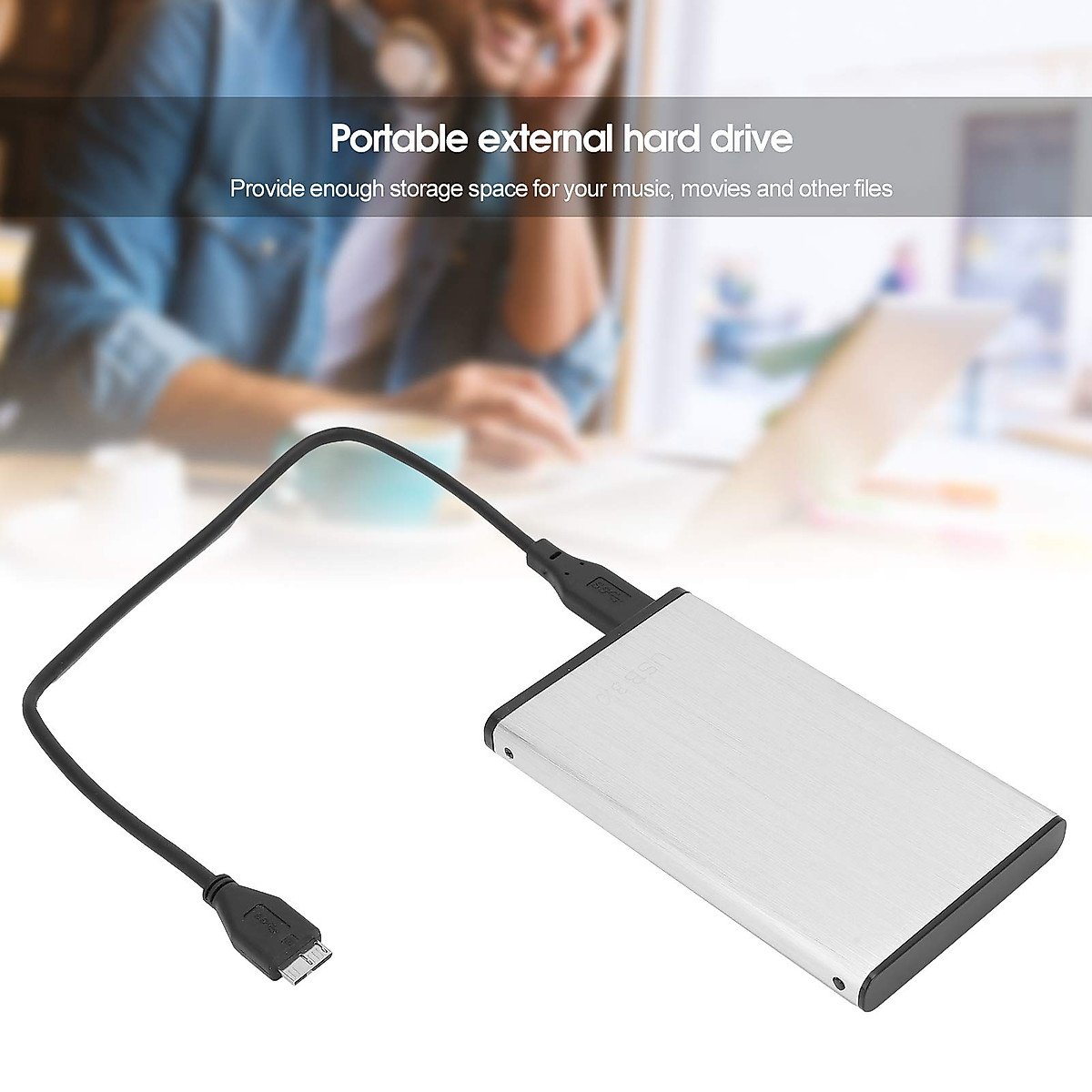 Dilwe YD0018 USB 3.0 HDD Portable Laptop Mobile Hard Drive, 2.5 Inch Silver Color Universal External Hard Drive for PC, 80G 2TB Mechanoco Hard Drive for Windows 7 8 10 Linux OS X 80G