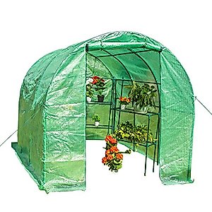 Sundale Outdoor Greenhouse Large Gardening Walk in Green House, with Waterproof PE Cover and Zipper Door, Plant Green House, 116.5" x 77.2" x 74.8"