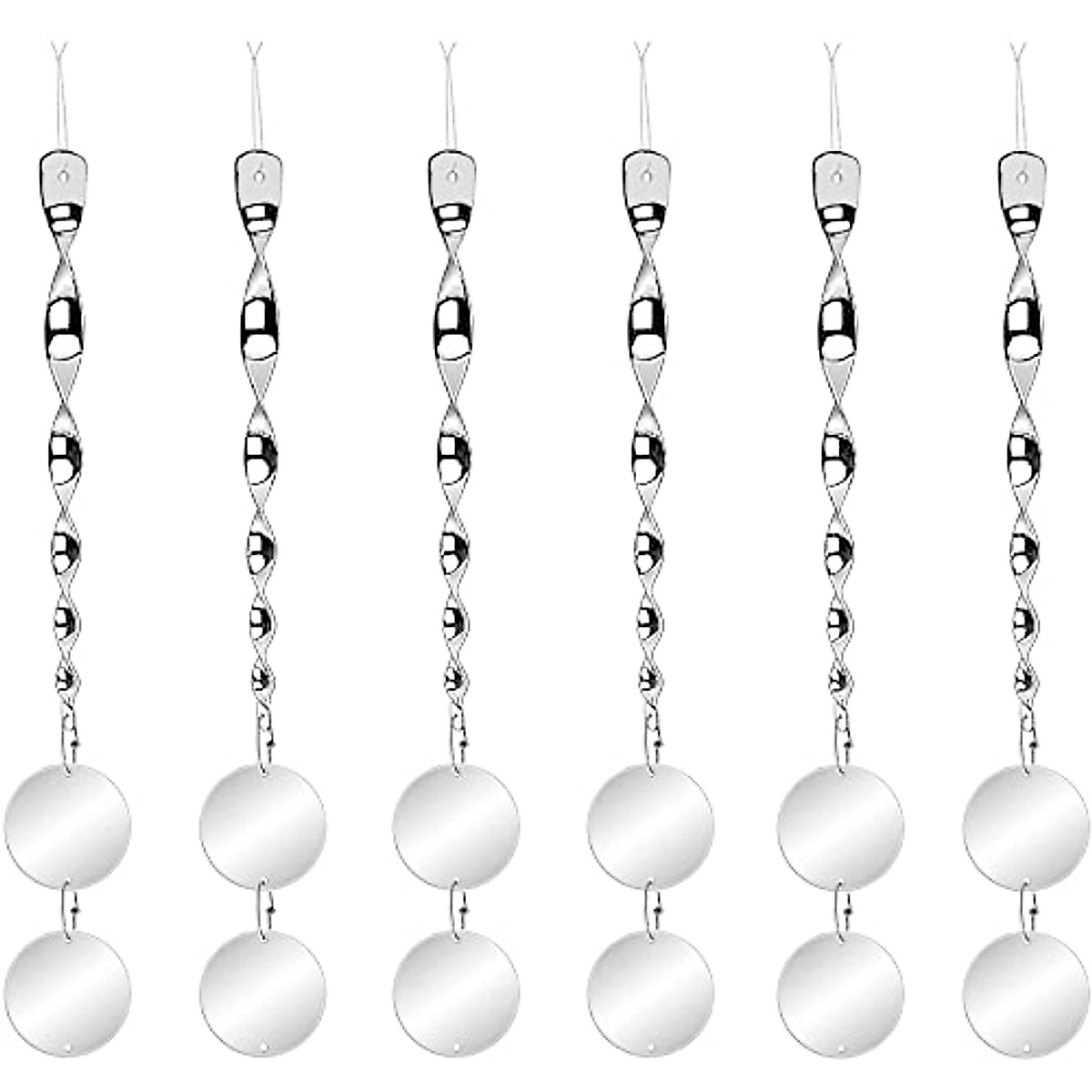Chephon Bird Scare Rods with Reflective Discs Reflectors - Upgraded Bird Spinner Scare Device of Twisting Rods and Disks to Keep Birds Away Like Woodpecker and Pigeon - 6 Pack