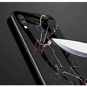 JZ Marble Glass Phone Case for Samsung Galaxy A40 with [Soft Edge + Tempered Glass Back Cover] - Pigeon Marble