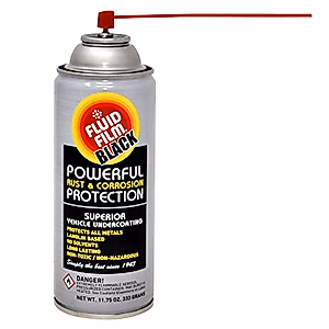 Fluid Film 12 Oz Undercoating Protection Aerosol Spray Can Black 3 Pack, Rust Inhibitor and Prevention, Anti Corrosion Multi Purpose Penetrant and Lubricant, Spray Can Extension Wand and Tissue Pack