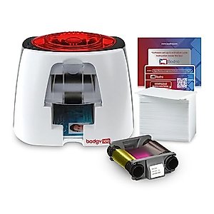 Bodno Badgy100 ID Card Printer with Complete Supplies Package ID Software - Bronze Edition