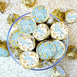 Blue and Gold It's a Boy Baby Shower Favor Stickers, Chocolate Kisses Party Favor Candy Stickers - 180 Labels