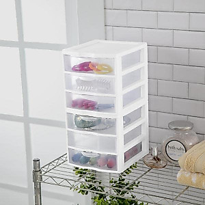 Tribello 3 Drawer Plastic Storage, Mini Drawer Unit, White Frame With Clear Drawers for Craft Storage - 8.5"L X 7.25"W X 6.75"H Inches - American Made (1 Pack)