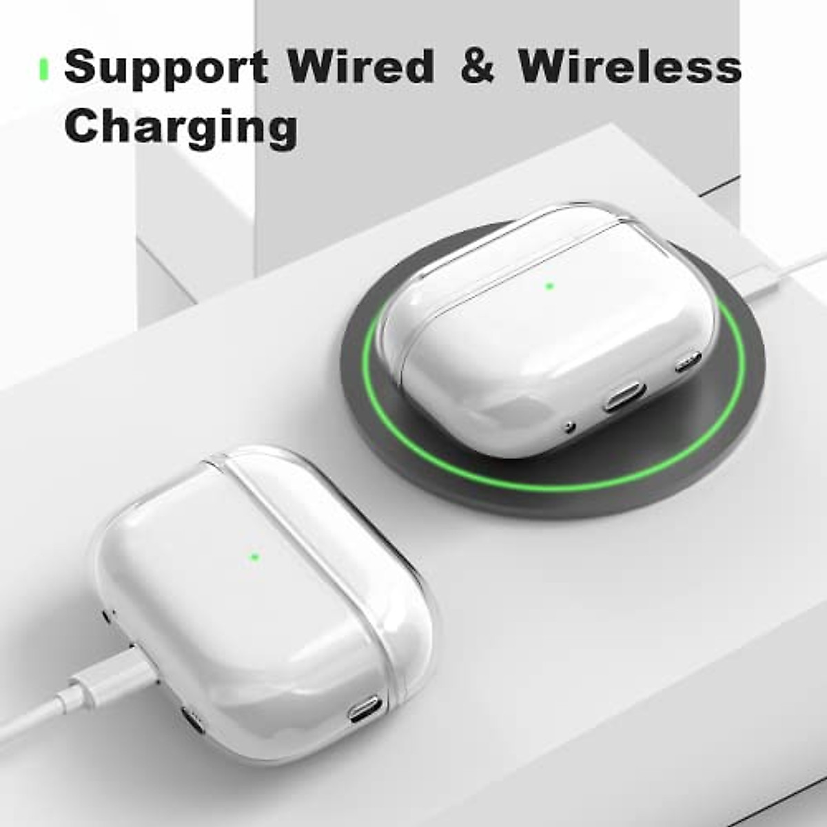 Foweroty Compatible Airpods Pro 2/1 Case Clear, Soft TPU Transparent Protective Cover for Women Men Shockproof iPods Pro 2 Case Skin for Airpods Pro 2/1 Charging Case，Clear