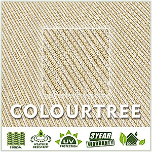 ColourTree 10' x 10' Beige Square Sun Shade Sail Canopy Awning Fabric Cloth Screen - UV Block UV Resistant Heavy Duty Commercial Grade - Outdoor Patio Carport - (We Make Custom Size)