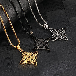 NIGHTCRUZ Witches Knot Necklace, Celtic Knot Pendant with Triquetra Trinity