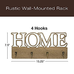EXCELLO GLOBAL PRODUCTS Rustic Home Wall Mounted Coat Rack with 4 Hooks. Overall Size is 16" x 7". Use as Coat Rack, hat Organizer, Key Holder. Perfect for Entryway, Kitchen, Bathroom, Hallway