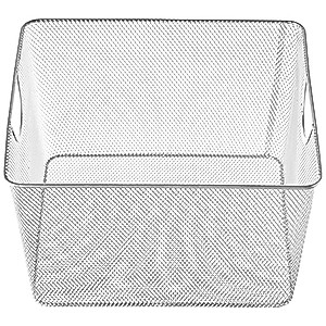 Silver Mesh Open Bin Storage Basket Organizer for Fruits, Vegetables, Pantry Items Toys, Etc.