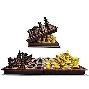 SIMPLEWIN Magnetic 3 in 1 Chess Checkers Backgammon Set, Magnetic Chess Travel Magnet Chess with Folding Case