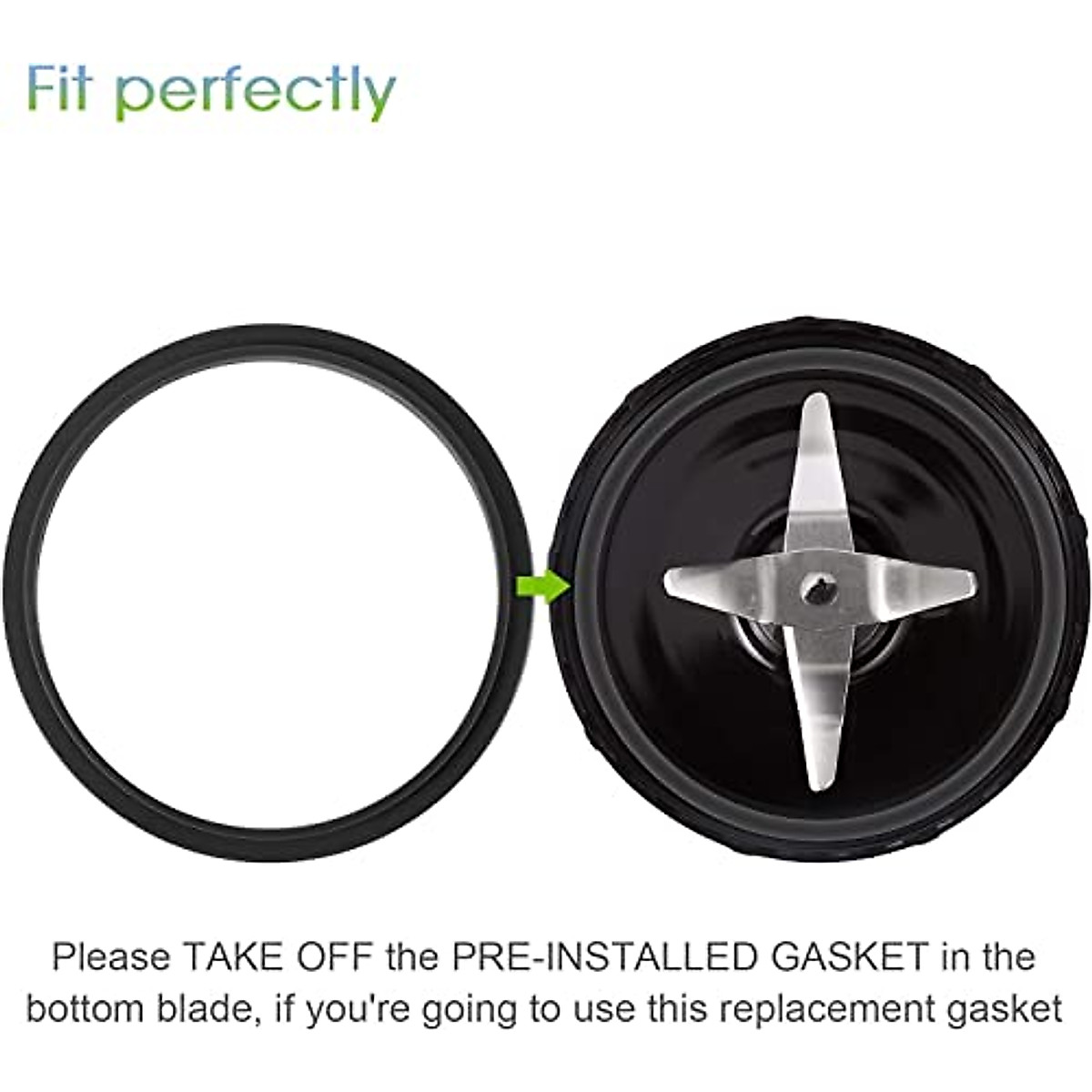 2 Cross Blades with 4 Rubber Gaskets QT Replacement Parts Compatible with 250w Magic Bullet Blender, Juicer and Mixer(Model MB1001)