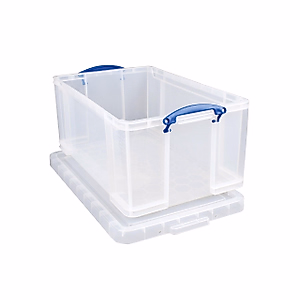 Really Useful Boxes(R) Plastic Storage Box, 64 Liters, 12 1/4in.H x 17 5/16in.W x 28in.D, Clear, 64C