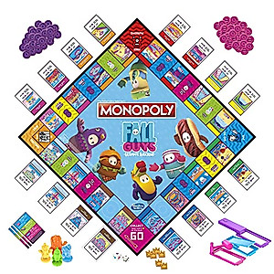 Monopoly Fall Guys Ultimate Knockout Edition Board Game for Players Ages 8 and Up, Dodge Interactive Obstacles, Includes Knockout Die