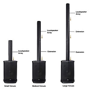 Sound Town Portable Line Array Column PA/DJ System with Sub Bass Module, TWS Bluetooth, Built-in 3-Channel Mixer, Carry Bag (CARPO-L1)