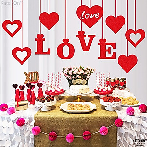 Felt Valentines Day Hanging Decorations - Valentines Day Tree Decorations | Hanging Hearts Decorations | Love Heart Garland for Valentines Day Decoration | Valentines Day Garland, Valentines Day Décor