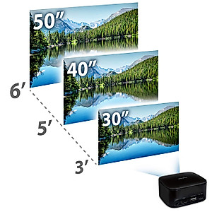 Miroir M29 Portable Projector, Black, 50 Inch Picture, 1080P Supported, Home / Outdoor Entertainment, Rechargeable Battery, Compatible With TV Stick / Laptop / Phone / Game Console