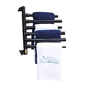 The Original Hanging Towel Rack - Wall-Mounted Outdoor Pool Towel Rack with 6 Swivel Arms for Convenient Storage - Patented Rust-Free and Durable PVC Towel Rack Design - No Assembly Required (Black)
