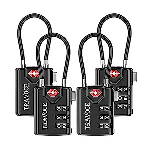 TSA Approved Luggage Locks, Travel Locks Which Also Work Great as Gym Locks, Toolbox Lock, Backpack and More, Black 4 Pack