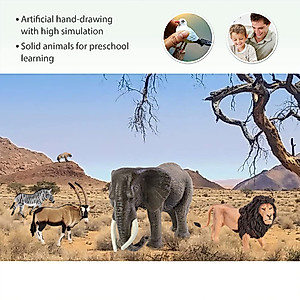 Volnau Safari Animal Figurines Toys 13PCS Africa Figures for Kids Toddlers Christmas Decoration Gift Preschool Educational Zoo Pack Lion Jungle Forest King Set