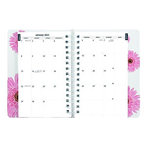 Brownline 2023 Pink Essential Daily/Monthly Planner, Appointment Book, 12 Months, January to December, Twin-Wire Binding, 8" x 5", Pink Daisy (CB634G.05-23)