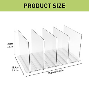 Jaeskeclip 5pcs Purse Organizer for Closet, Acrylic Shelf Dividers Closet Organization, Adjustable Clear Handbag Separator Storage Organizer Stable, for Bookshelves, Clothes, Kitchenware(Transparent)