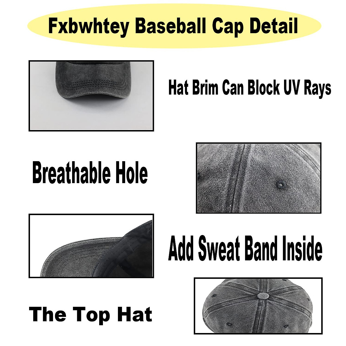 Chemo Headwear for Women, Breast Cancer Awareness Accessories Pink Ribbon Hat, Adjustable Washed Chemo Hair Don't Care Baseball Caps, Breast Cancer Survivor Gifts for Woman, Mom, Wife (Black)