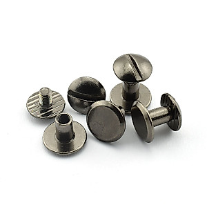 LQ Industrial 15 Sets Chicago Screw Round Slotted Head Carbon Steel Binding Screws Rivet Book Binding DIY Leather Craft Assembly Bolt 1/4" Black