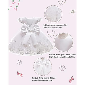 3M-3T Toddler Baby Girls Dress Pageant Wedding Flower Girls Dress Formal Gowns Embroidered Lace Dress + Headwear